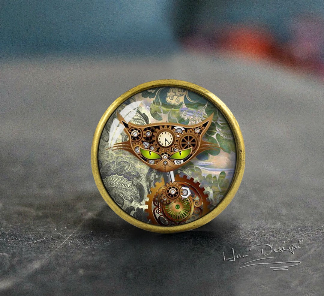 Steampunk Cat--drawer Knobs/ Handmade Vintage Bronze Dresser Knobs ...