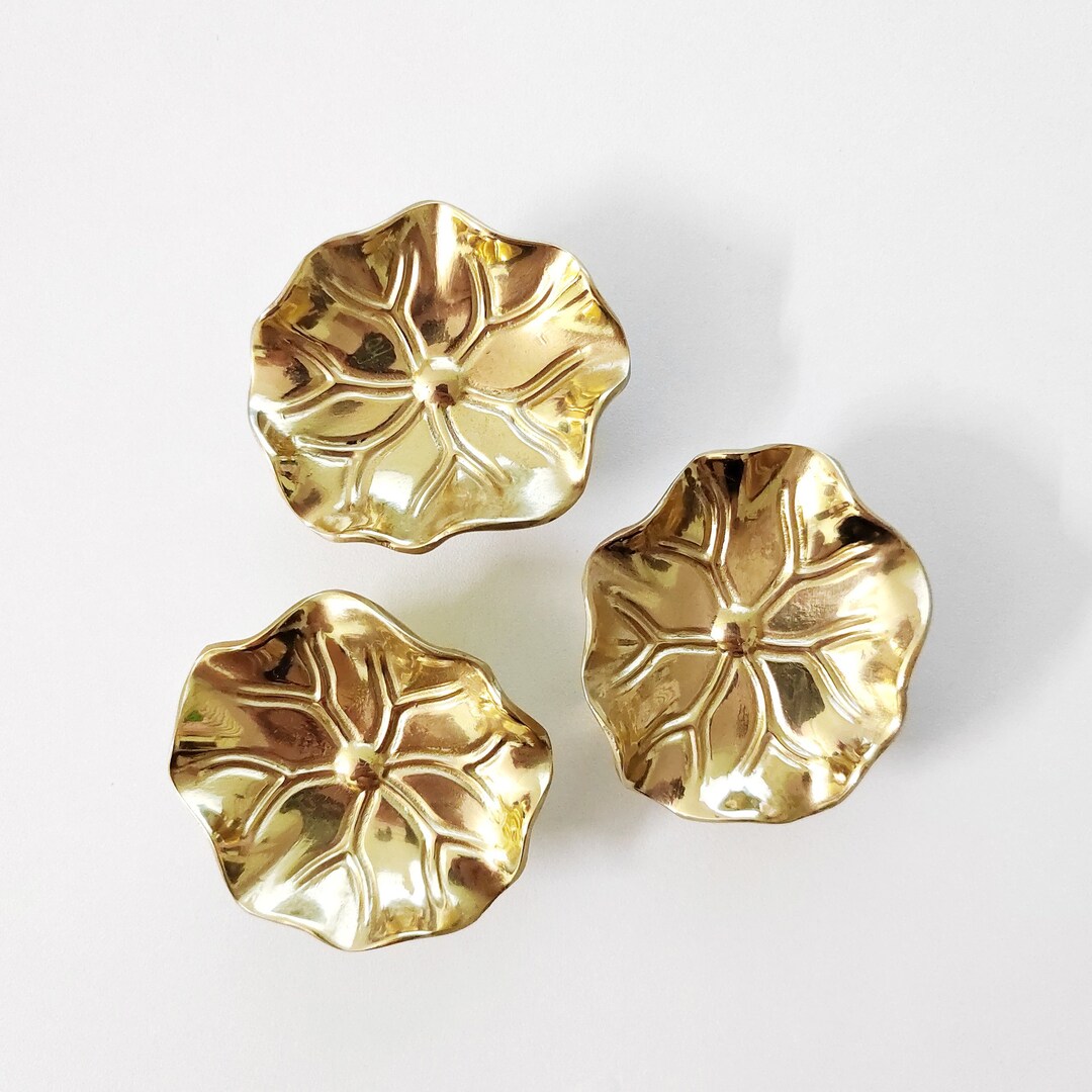 Brass Lotus Knobs,kitchen Cabinet Knobs,brass Drawer Knob,drawer Pulls ...
