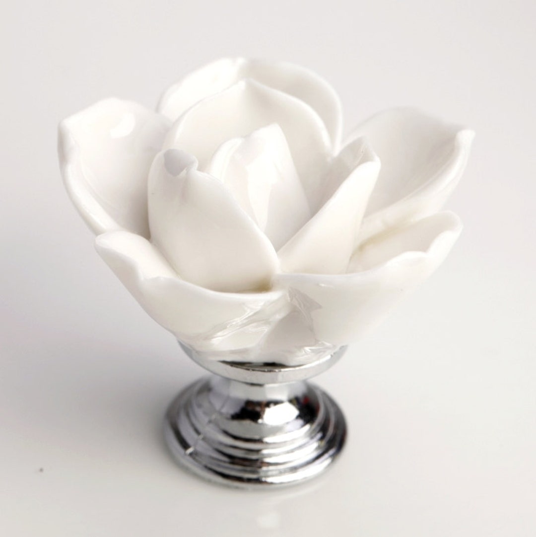 Elegant White Vintage Rose Flower Ceramic Door Cabinet - Etsy