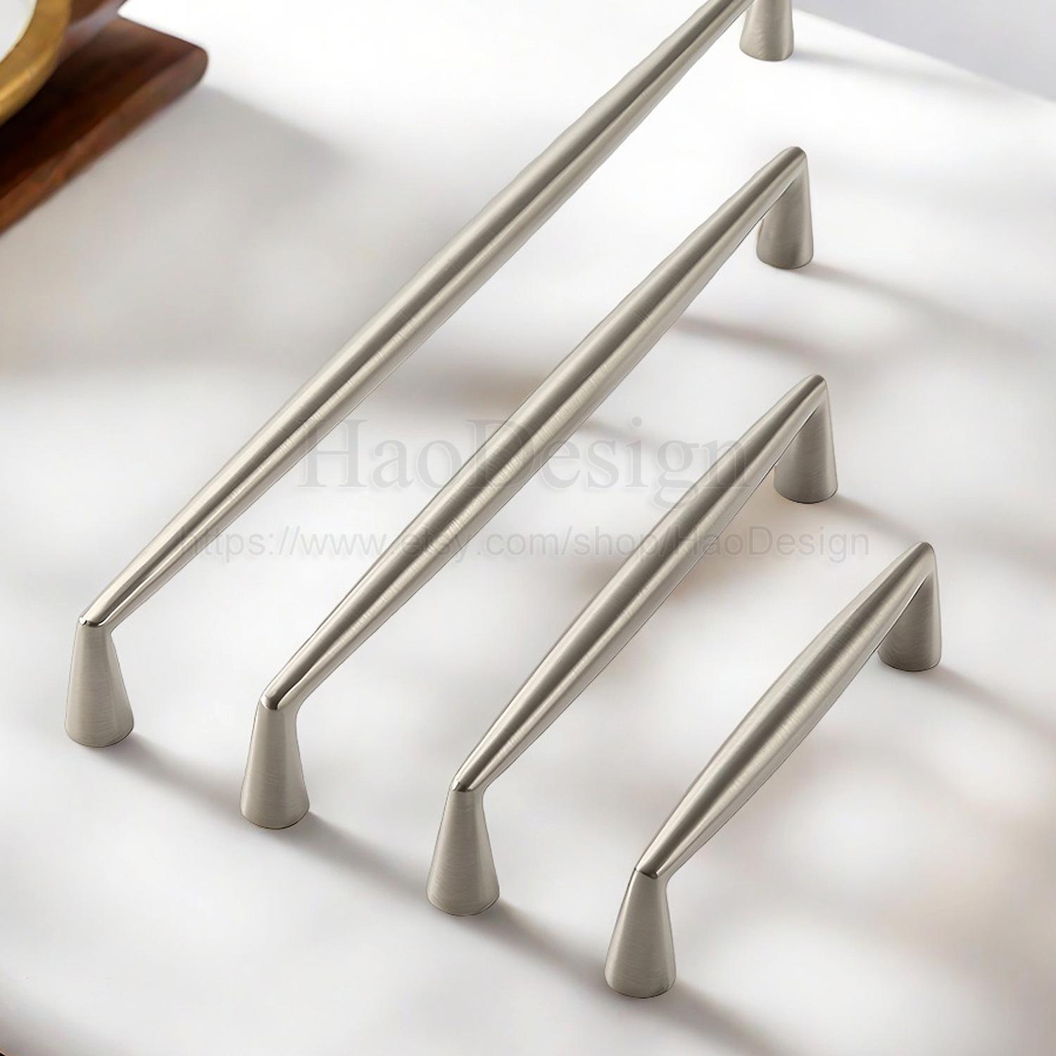 Brushed Nickel Cabinet Pulls Handle Knob Vintage Dresser Handles Solid ...