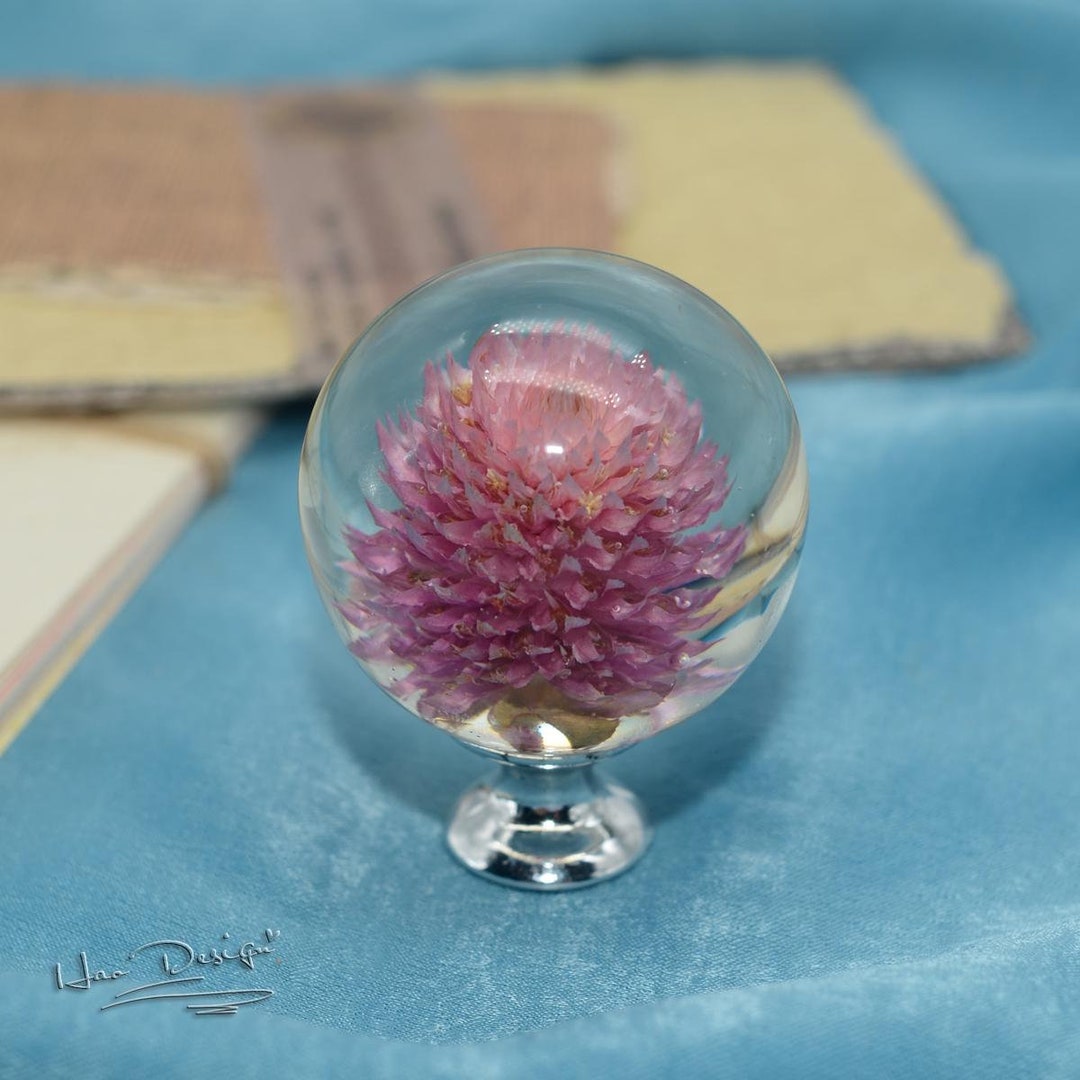 Resin Dried Flower Ball Knobs,white Flowers Drawer Pulls,cabinet Knobs ...