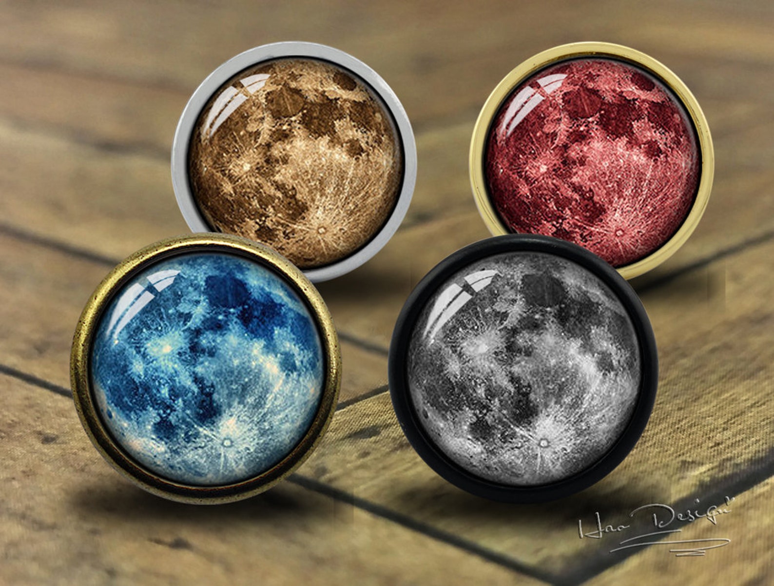 Moon Drawer Knobs/ Handmade Vintage Bronze Dresser Knobs - Etsy