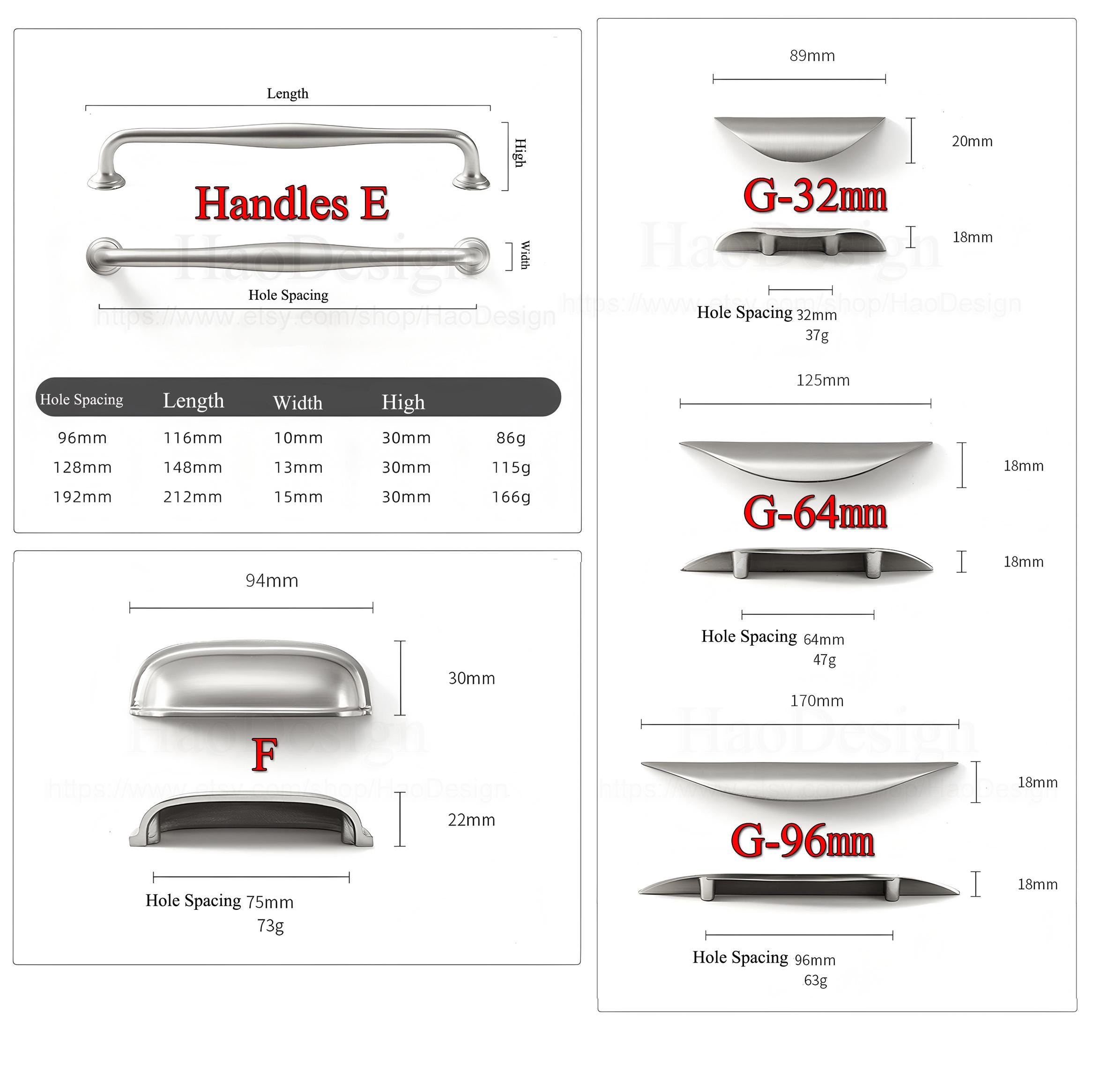 Brushed Nickel Cabinet Pulls Handle Knob Vintage Dresser Handles Solid ...