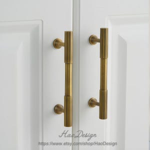 Brushed Nickel Vertical Texture Solid Brass Cabinet Handle Pull Knob ...