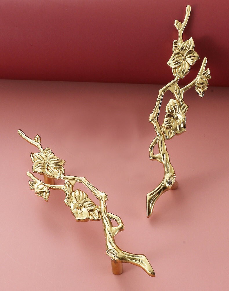 Brass Branches Handles Flower Branch Drawer Handles Brass - Etsy