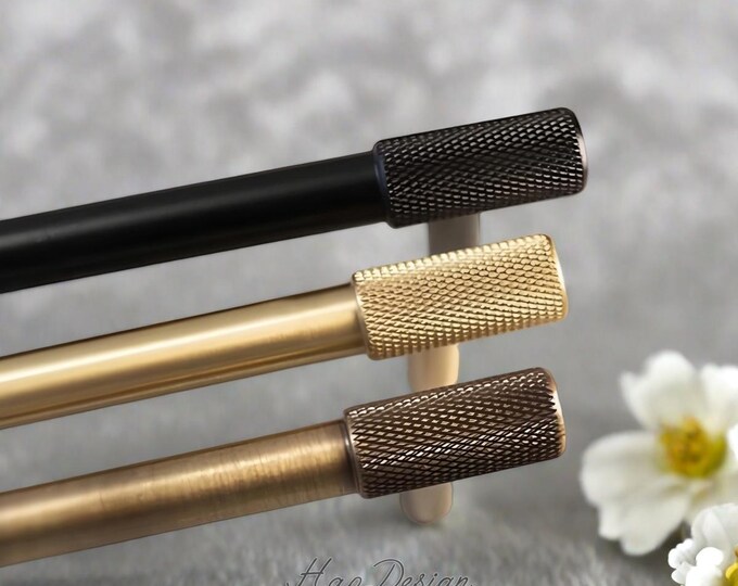 Minimalist Solid Brass Antiqued Bronze Knurled Handle Drawer Wardrobe ...