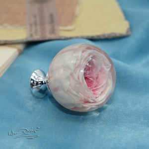 Resin Dried Flower Ball Knobs,white Flowers Drawer Pulls,cabinet Knobs ...