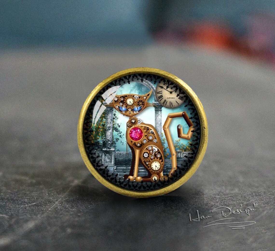 Steampunk Catdrawer Knobs/ Handmade Vintage Bronze Dresser - Etsy