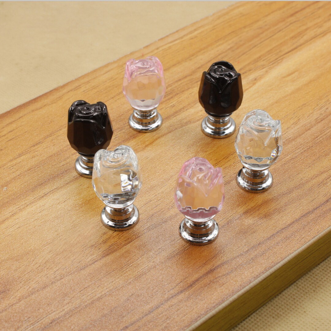 Glass Crystal Dresser Knob / Rose Glass Knobs Drawer Knobs / Kitchen ...