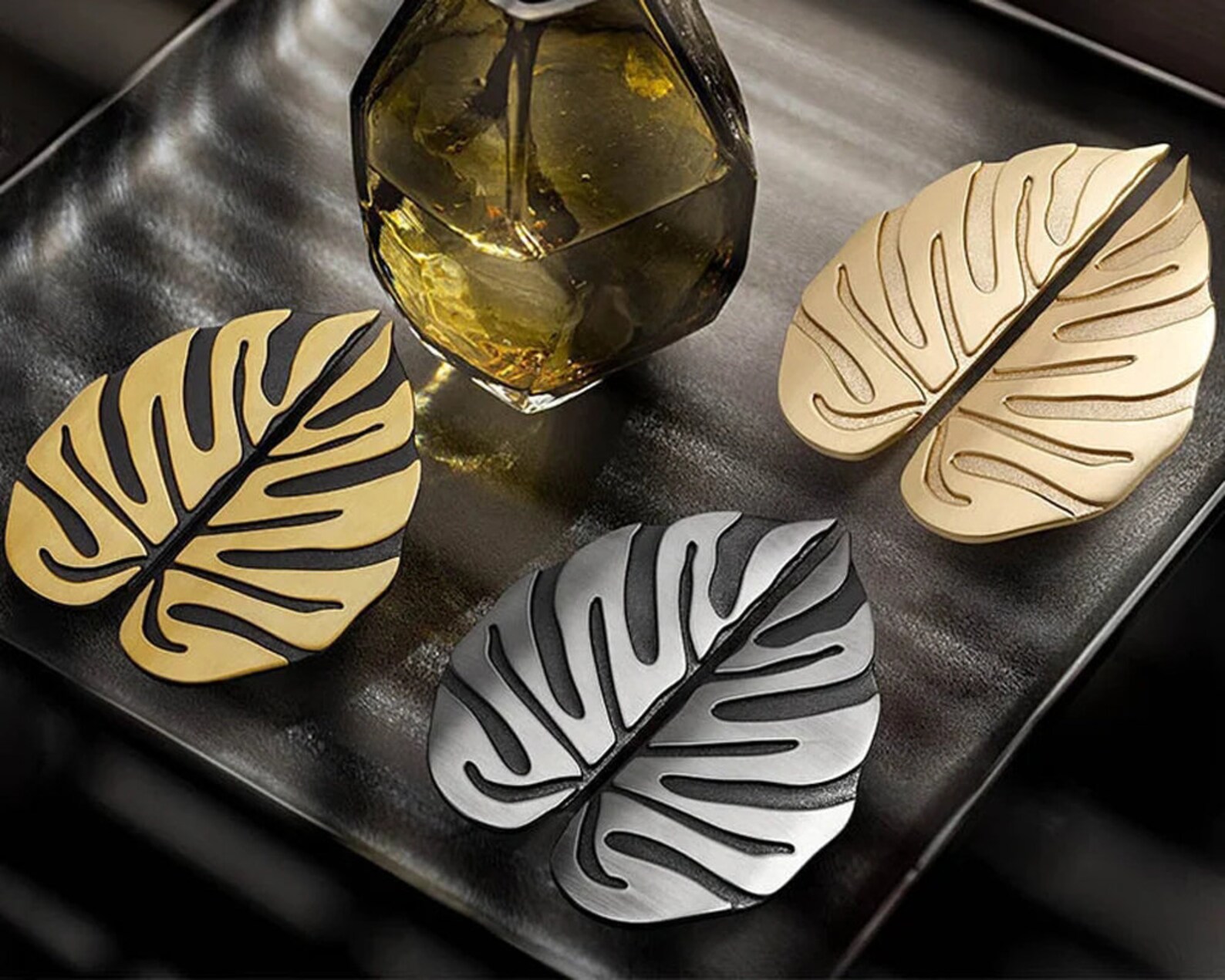 Monstera Leaf Brass Knobs and Pulls/ Turtle Leaf Drawer - Etsy
