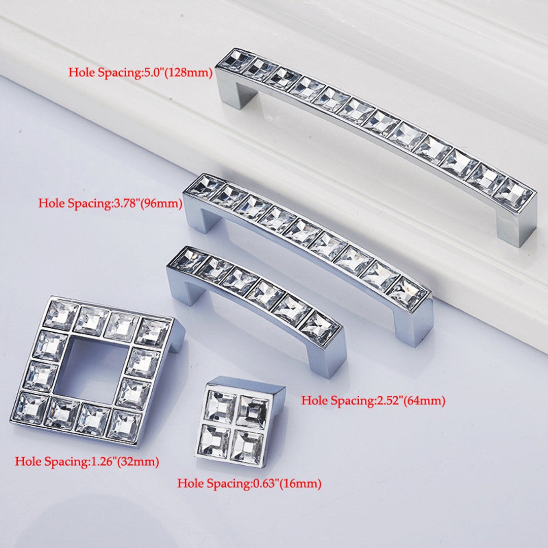 Artificial Crystal Modern Simple Drawer Pulls Knobs Cupboard Handles ...