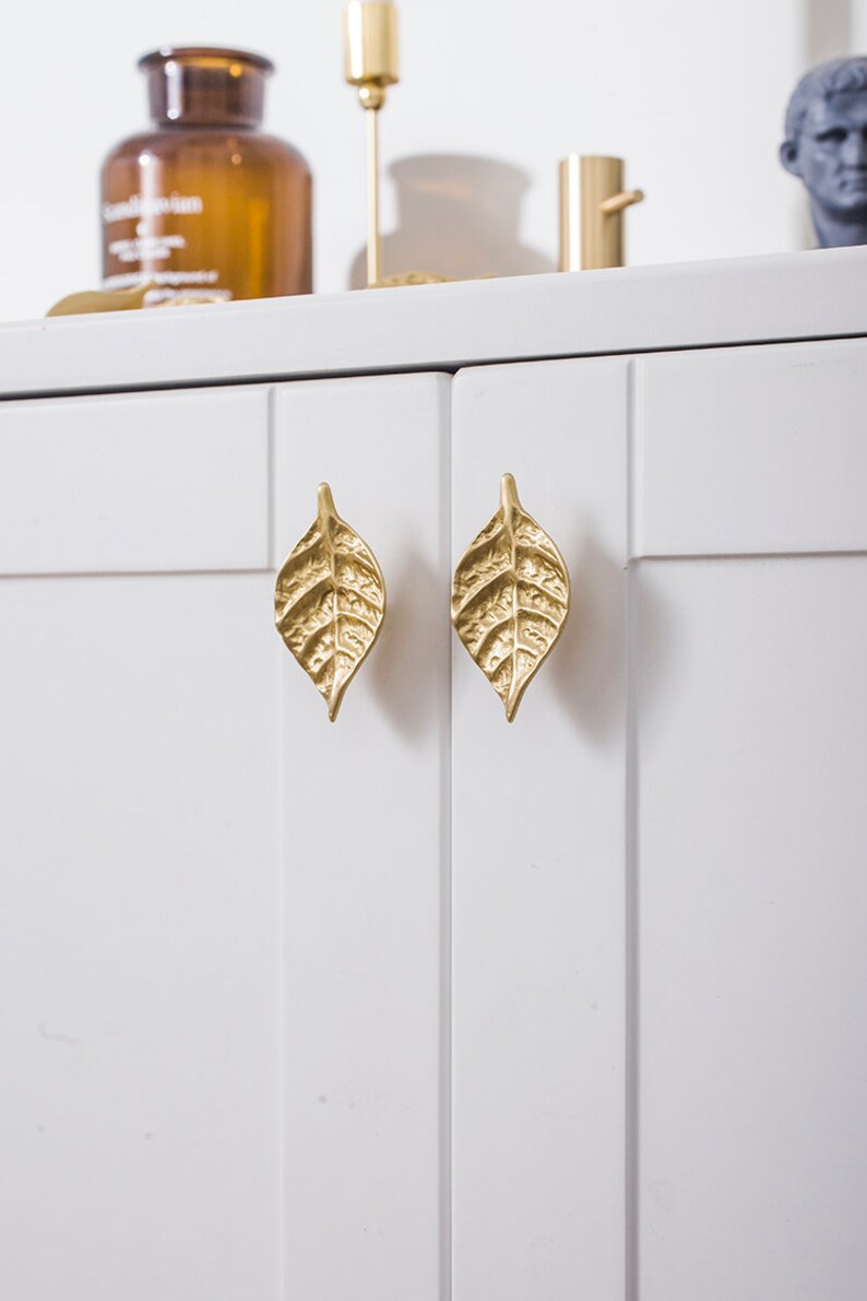 Brass Leaves Knobs,leaves Handles,animal Knobs, Brass Handles, Drawer ...