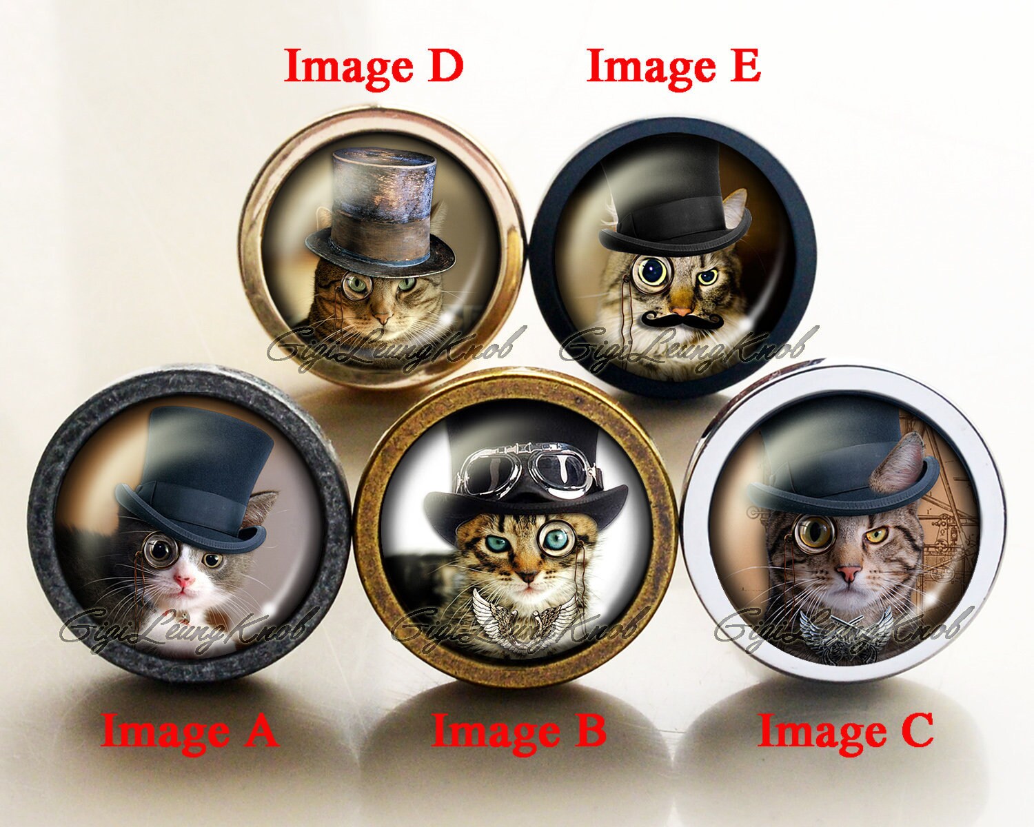 Steampunk cat knobs/Drawer knobs/Handmade Vintage Bronze | Etsy