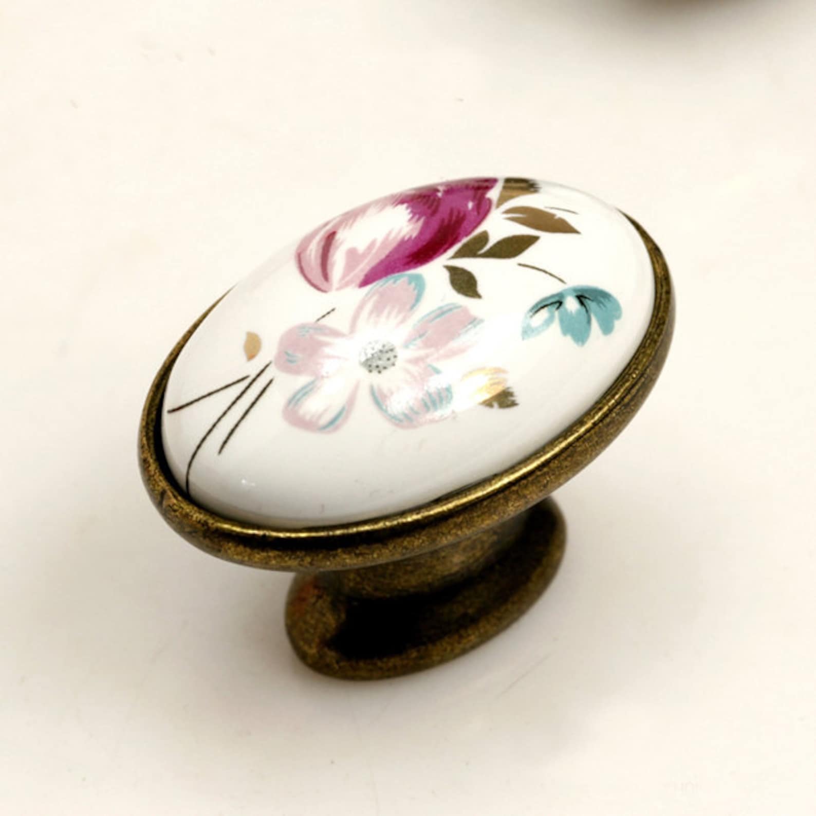 Ceramic Flower Dresser Handle Pull Knob Cabinet Drawer Pulls | Etsy