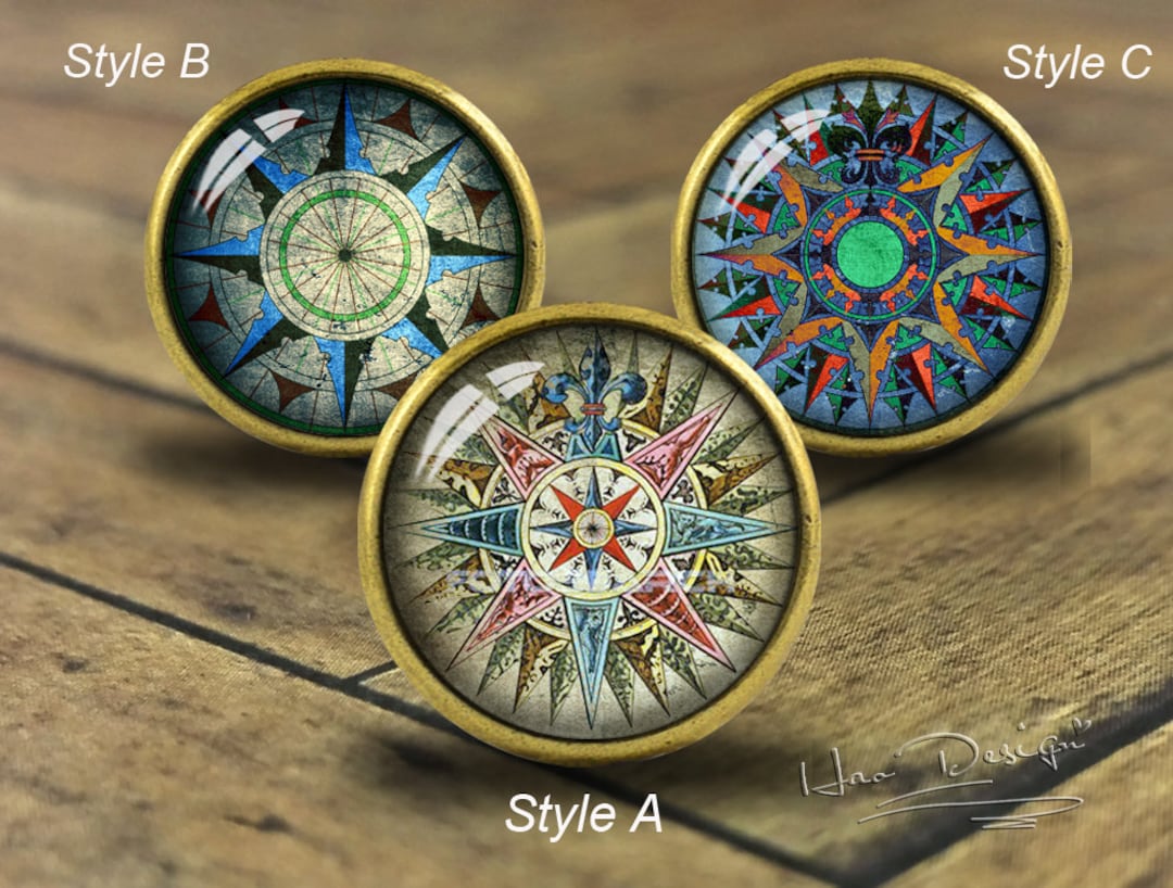 Compass-- Drawer Knobs/ Handmade Vintage Bronze Dresser Knobs Cabinet ...