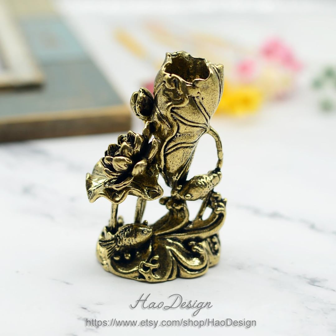 Solid Brass Lotus Flower Koi Fish Knobs,drawer Knobs Pulls,brass Knob ...