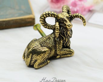 Bronze Goat Brass Knob Cabinet Pulls Drawer Knob Dresser Pull Knobs ...