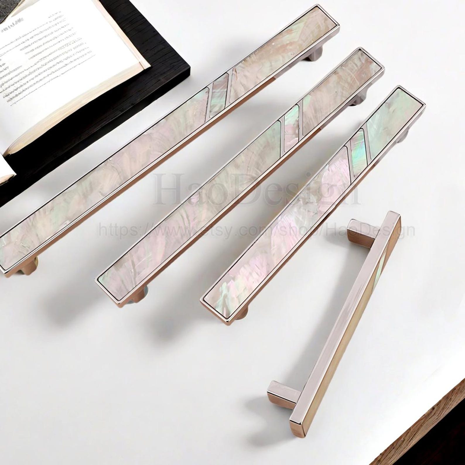 Natural Shell Brass Cabinet Handle Pulls Knobs Wardrobe Drawer Cabinet ...