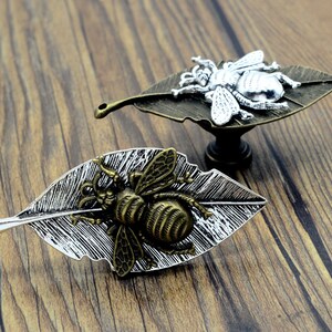 Bee Knobs Dresser Knobs Leaves Knobs Cabinet Handles Cabinet Knobs Drawer Knob Dresser Handle ...