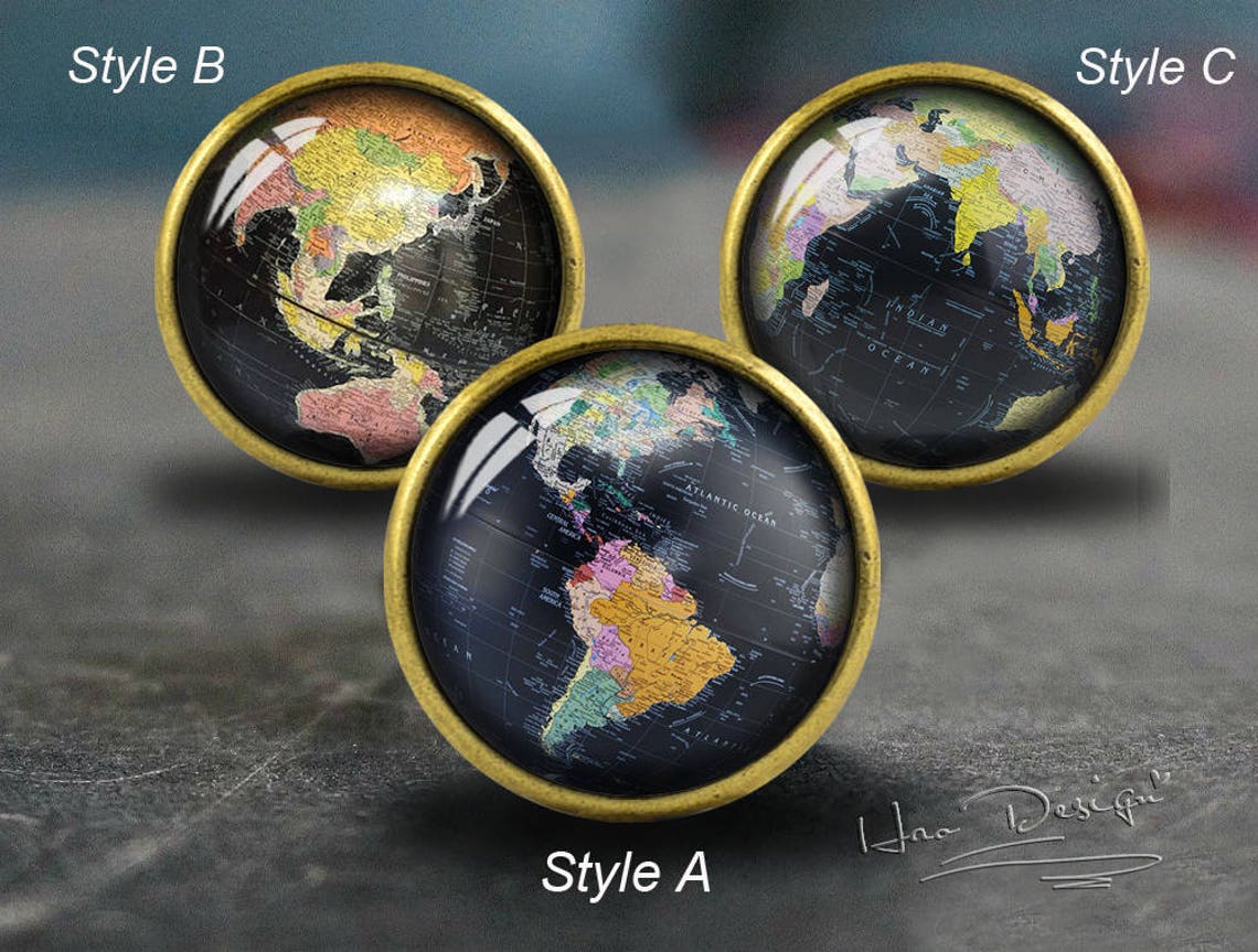 World Map Drawer Knobs/ Handmade Bronze Dresser Knobs - Etsy
