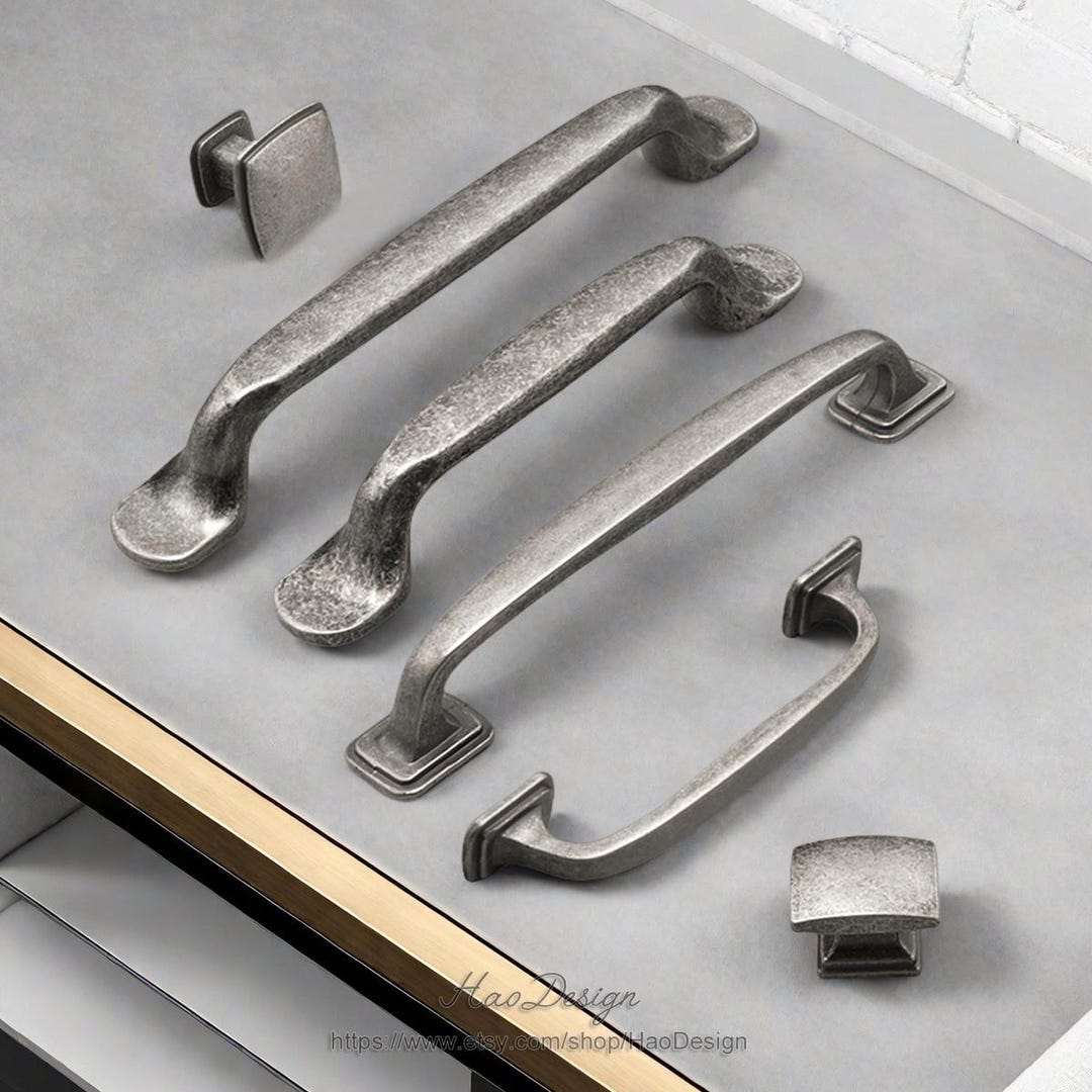 3 3/4'' 5'' Antique Silver Cabinet Pulls Dresser Drawer Pulls Knobs ...
