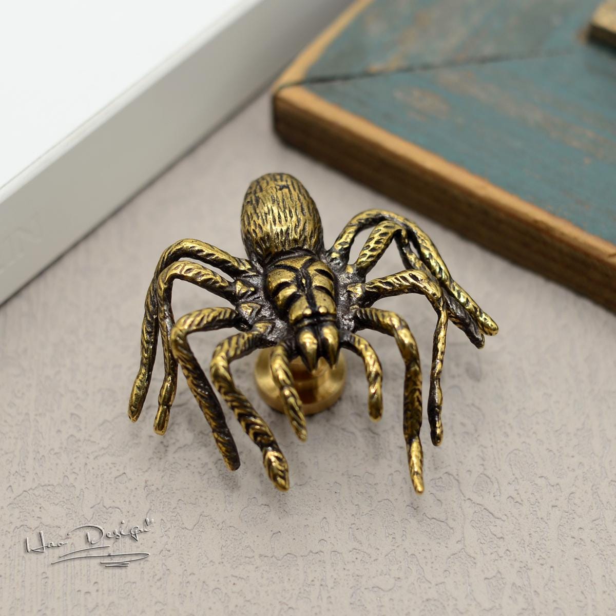 Solid Brass Antiqued Bronze Spider Knobs,animal Drawer Knob,brass Knobs ...