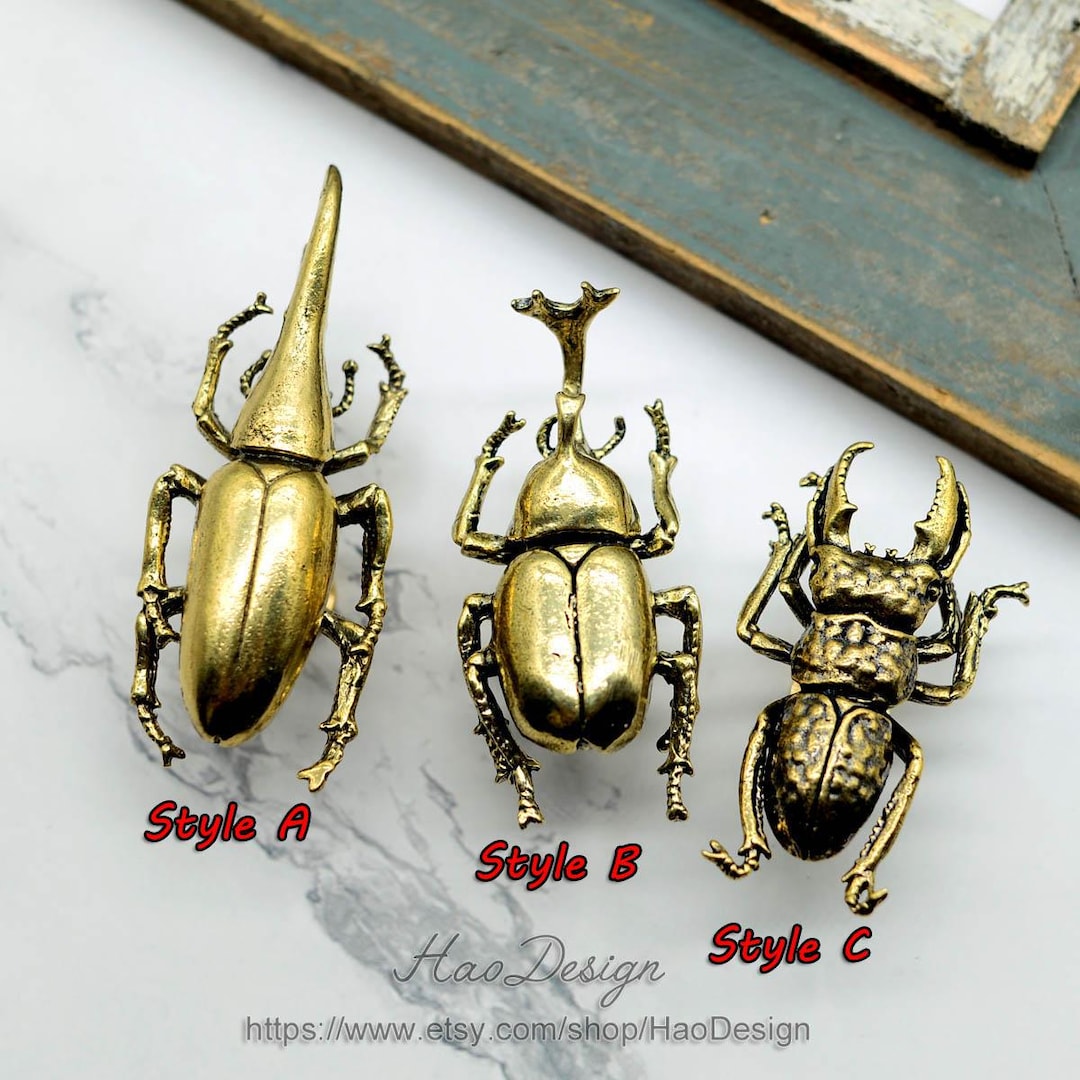 Unique Brass Beetle Knobs Insect Drawer Handles Animal Knobs Brass Handles Drawer Pull Door Knob ...