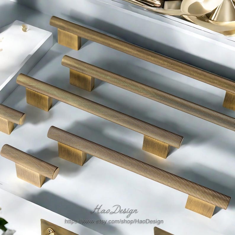 Solid Brass Bronze Knurled Cabinet Handle Pulls Knobs Wardrobe Drawer Cabinet Pull Handle ...