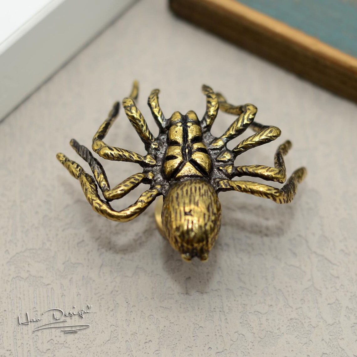 Solid Brass Antiqued Bronze Spider Knobs,animal Drawer Knob,brass Knobs ...