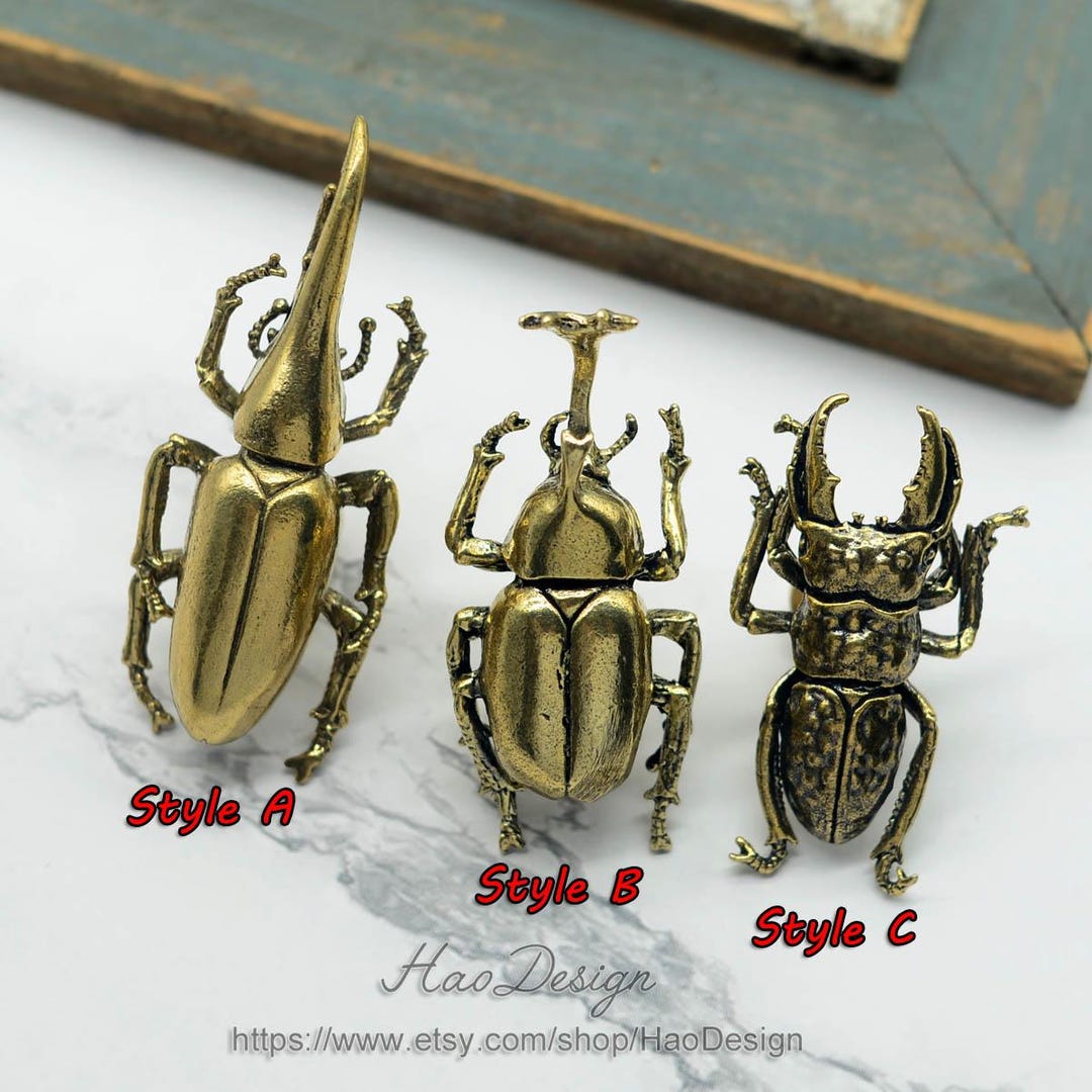 Unique Brass Beetle Knobs Insect Drawer Handles Animal Knobs Brass Handles Drawer Pull Door Knob ...