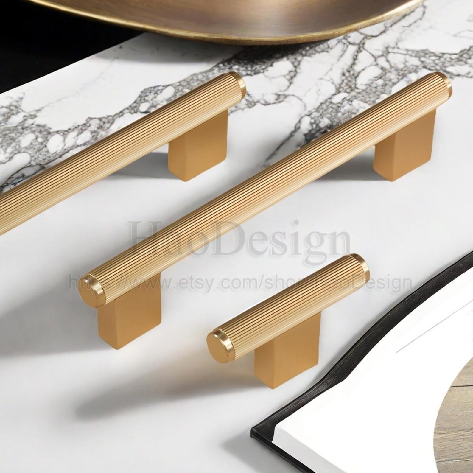 Solid Brass Vertical Lines Cabinet Handles Pulls Knobs Wardrobe Drawer ...