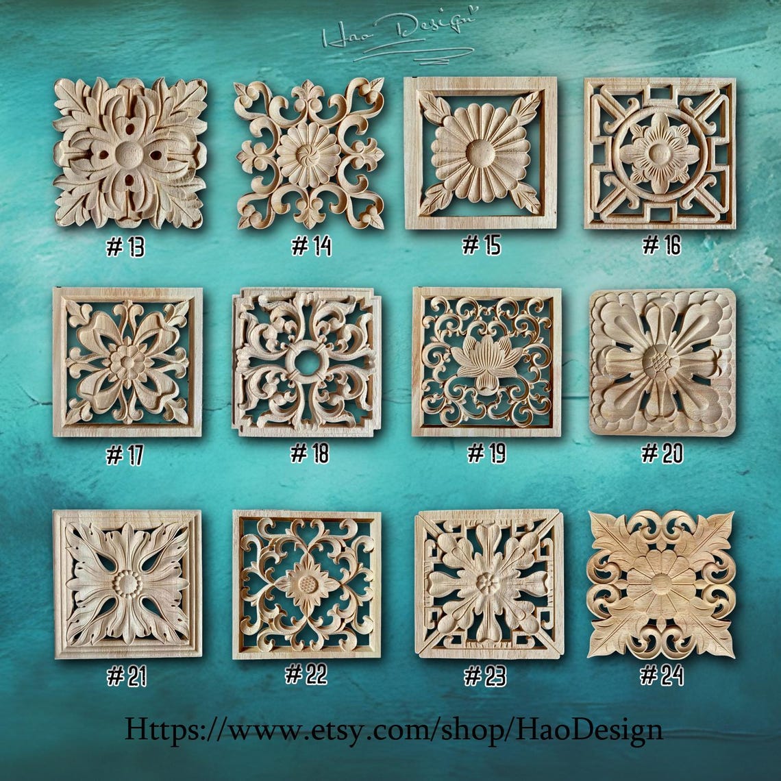 Unpainted Wood Carved Corner Applique Onlay for Wall Molding Decor Wood ...