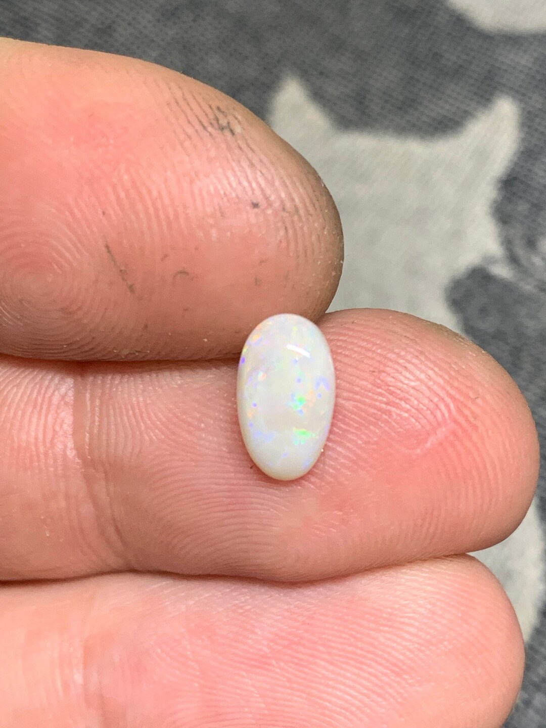 1.05 Cts White Opal Cabochon Shell Patch Field Coober Pedy Australia Loose Solid Natural Mineral ...
