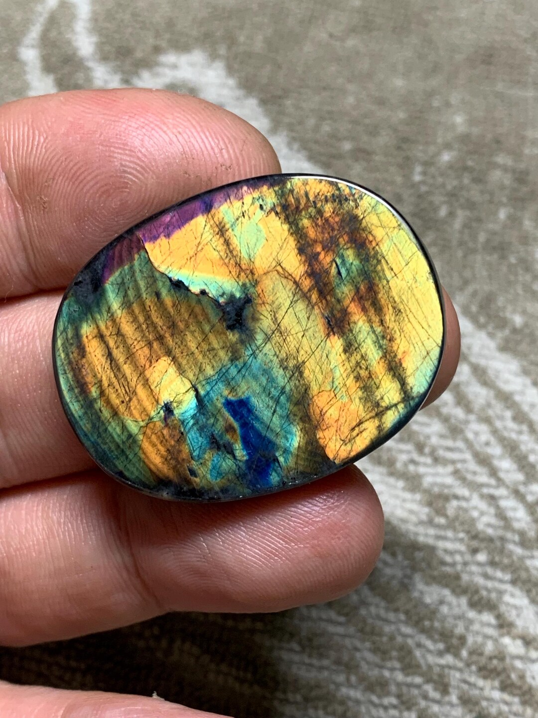 66.27 Ct - Finnish Spectrolite Labradorite - Cabochon Ylämaa, Finland ...