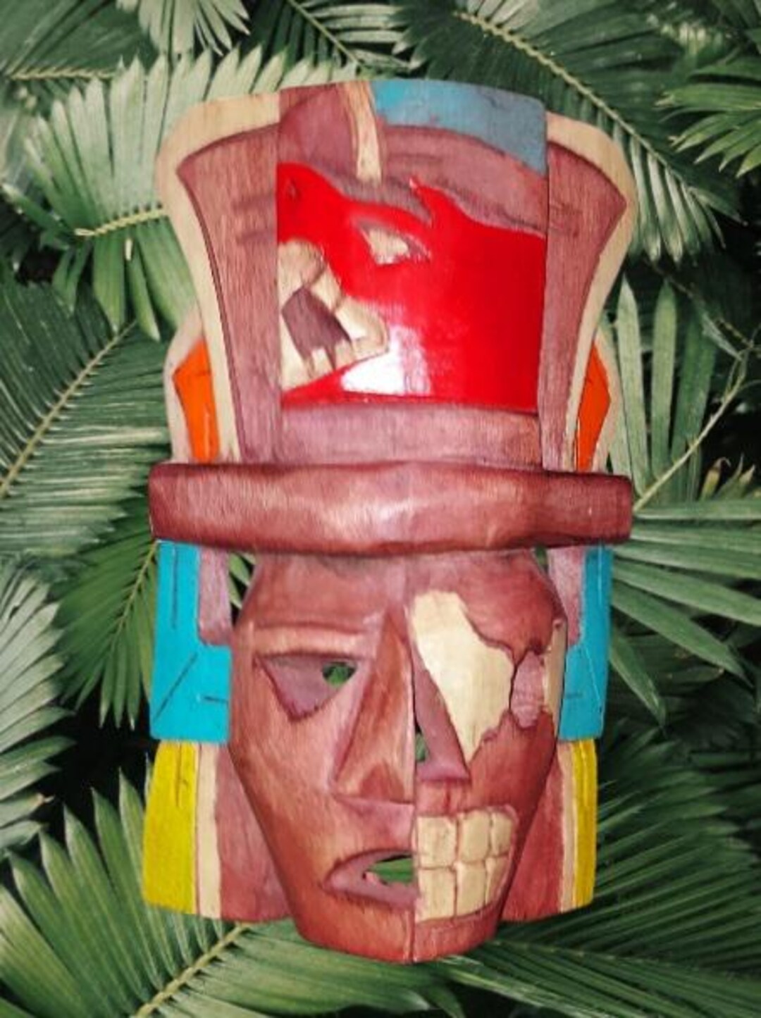 Vtg Kulkulkan Mayan / Mesoamerican Carved Wooden Mask Wall Decor ...