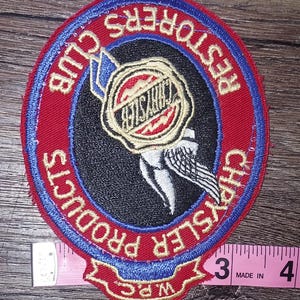 Vintage 70s / 80s Chrysler Products Restorers Club Patch Hot Rod ...