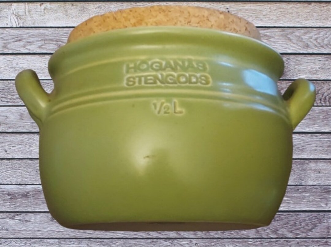 Vintage Hoganas Keramik Sweden Green Stoneware Crock / Canister ...