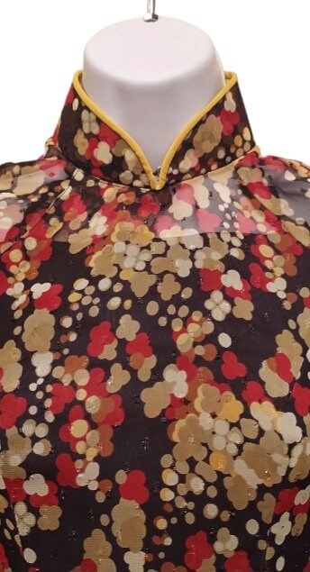 Vintage 60s Cheongsam Maxi Dress Small Mandarin Collar Boho Hippie ...