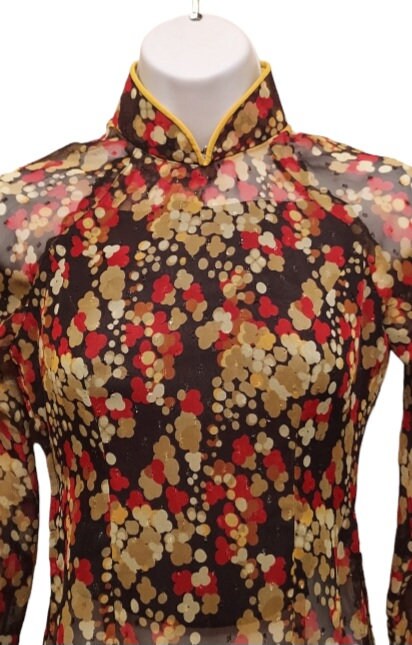 Vintage 60s Cheongsam Maxi Dress Small Mandarin Collar Boho Hippie ...
