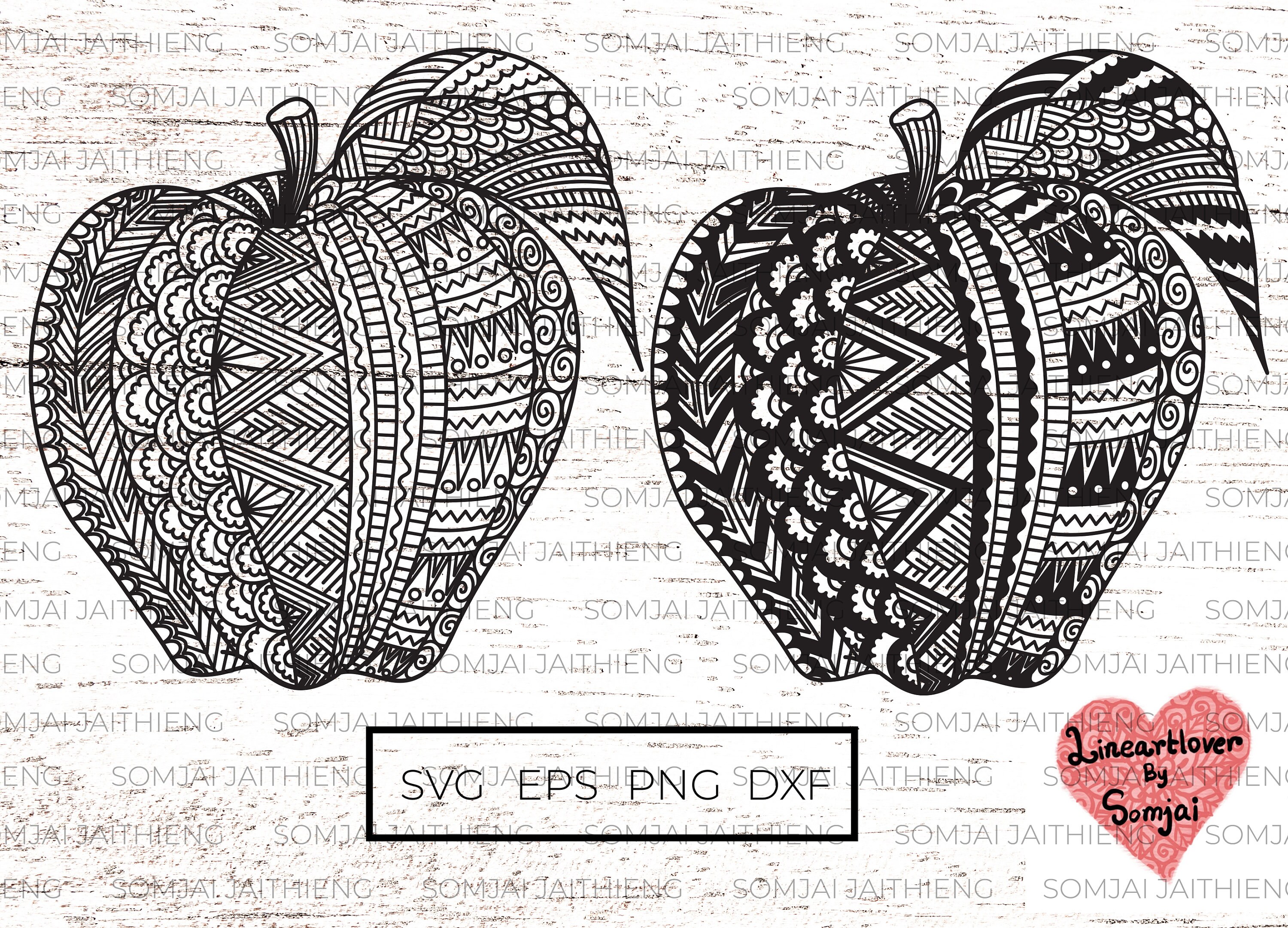 Two Styles of Apple Svg / Apple Zentangle Svg / Apple Svg / | Etsy