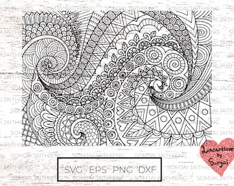 Two Styles of Abstract Background Svg / Wave Zentangle Svg / | Etsy