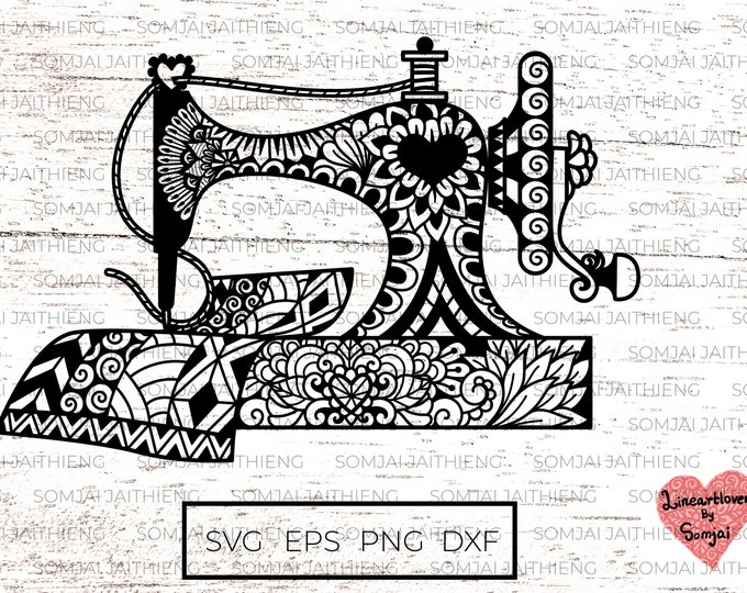 Vintage Sewing Machine Svg Sewing Machine Zentangle Svg - Etsy