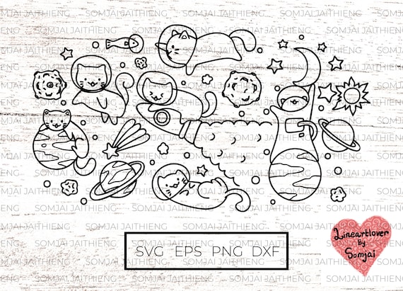 Hand Drawn Cats in Outer Space Svg/ Cats Svg / Astronaut Svg / - Etsy
