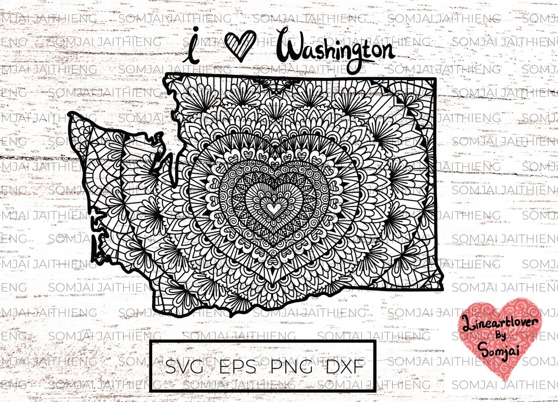Washington Map Svg / Heart Shape Mandala Inside Washington State Svg ...