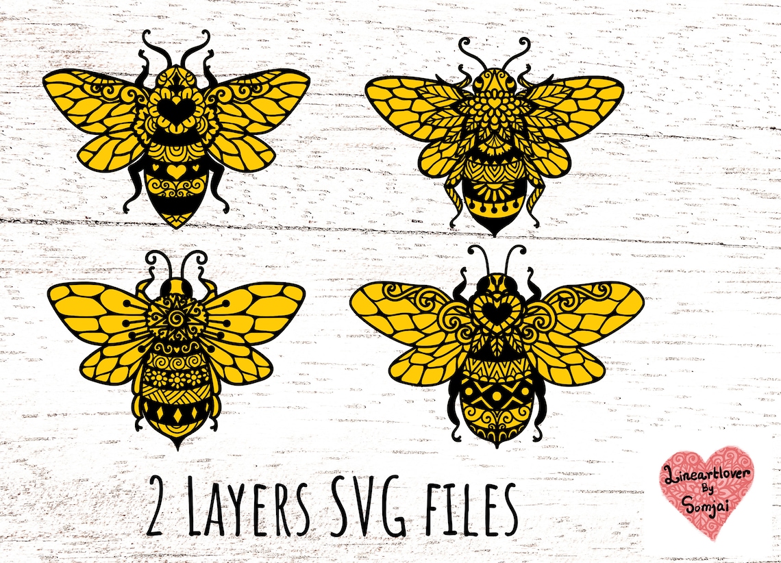 4 Mandala Bee Svg / Mandala Svg / Zentangle Svg / Honey Bee - Etsy