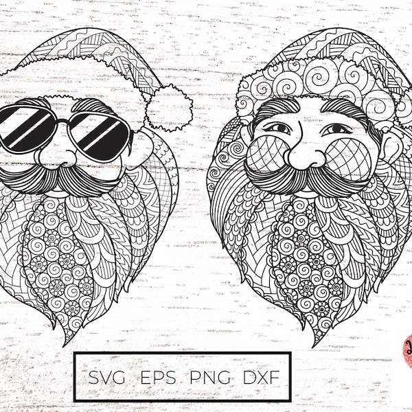 Zentangle Santa Svg - Etsy