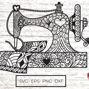Vintage Sewing Machine Svg, Sewing Machine Zentangle Svg, Sewing ...