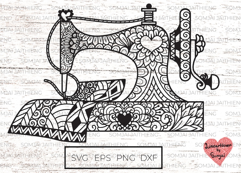 Vintage Sewing Machine Svg Sewing Machine Zentangle Svg | Etsy