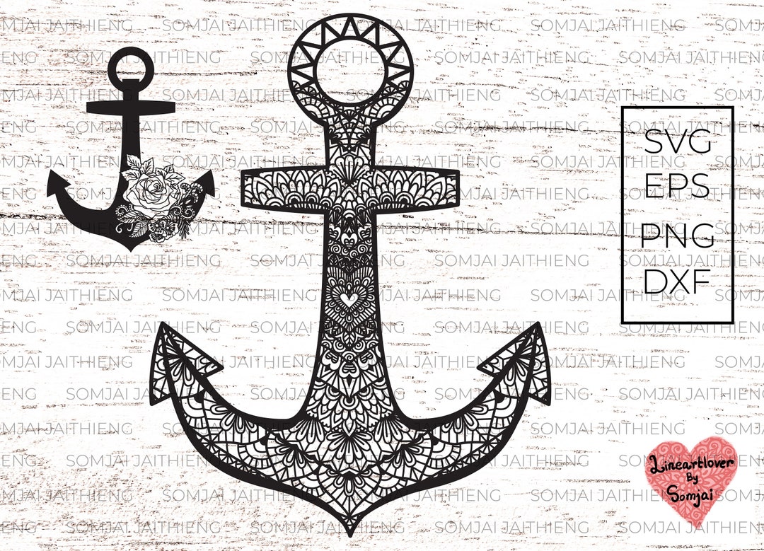 Two Styles of Anchorsvg, Anchor Zentangle Svg, Zentangle Svg, Mandala ...