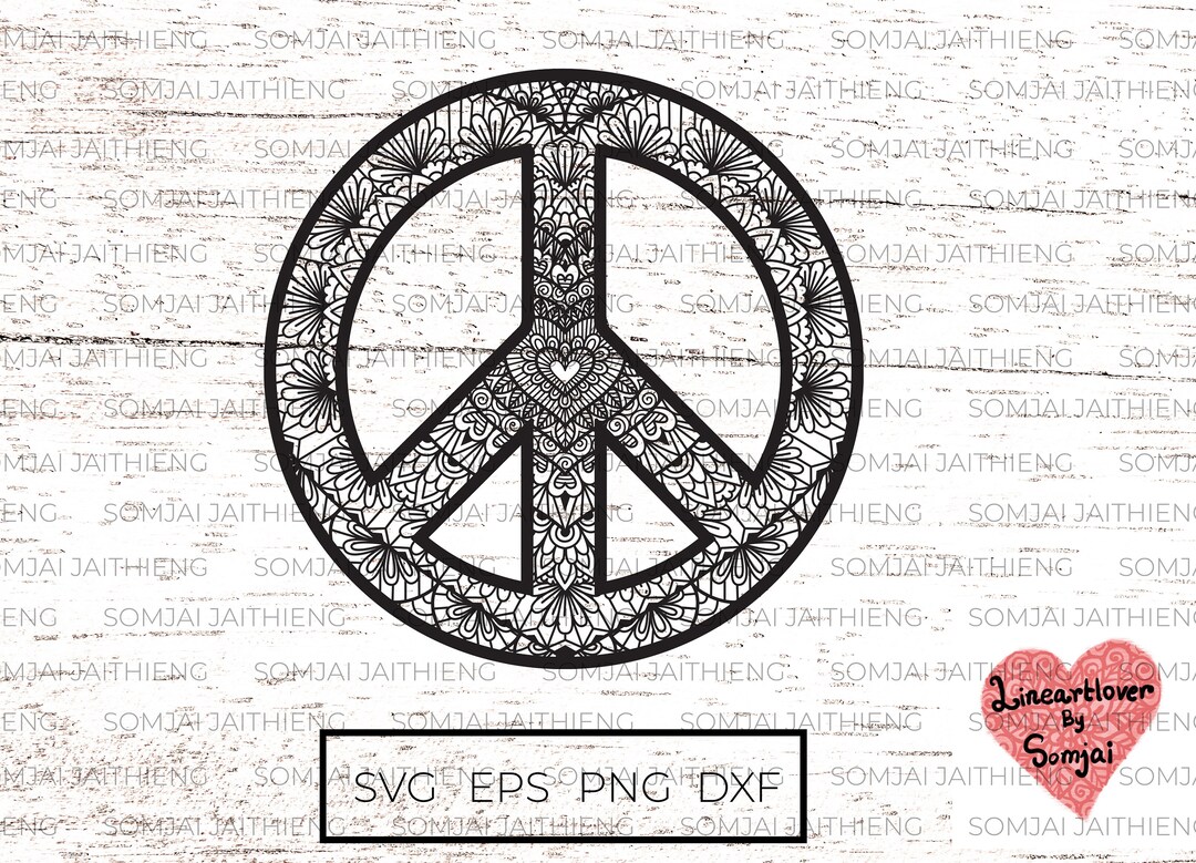 Peace Sign Svg / Heart Shape Mandala Inside Peace Sign Shape Svg ...